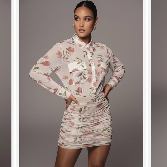 JLUXLABEL | Skirts | Nwt Jluxlabel Ivory Floral Delilah Mesh Skirt ...